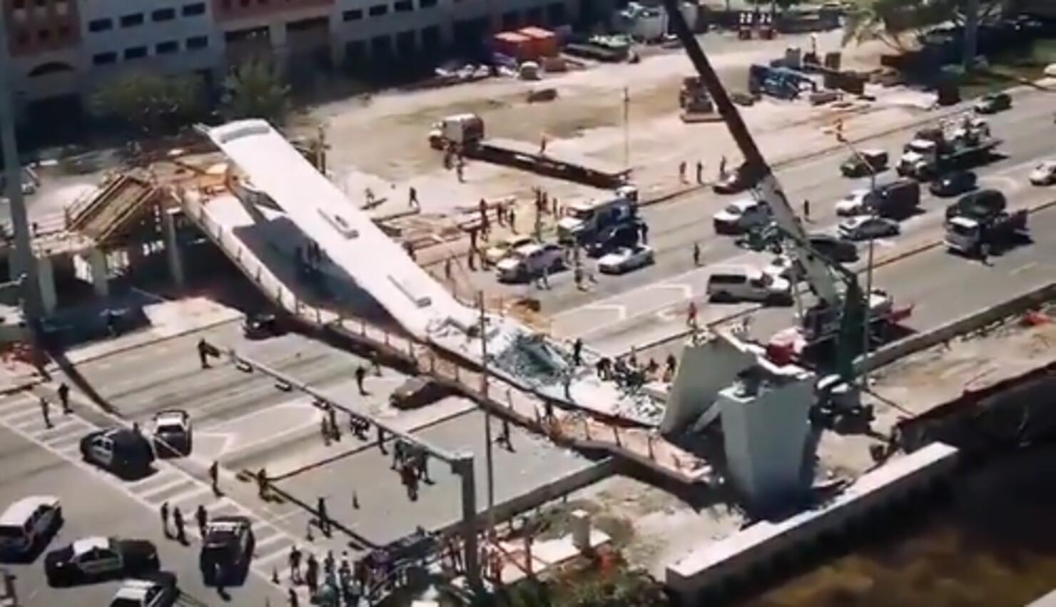 Surveillance cam records moment of Florida pedestrian bridge collapse ...