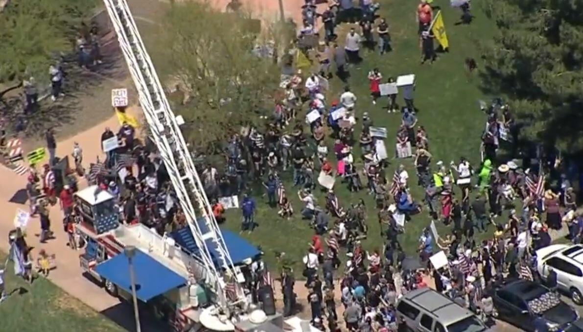 Protesters hold "Patriot's Day Rally" at Arizona Capitol | iHeart