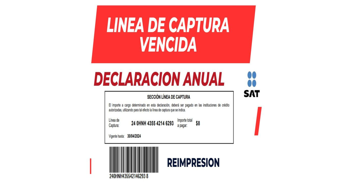 Línea De Captura Vencida Declaración Anual 2023 Sat Personas Físicas